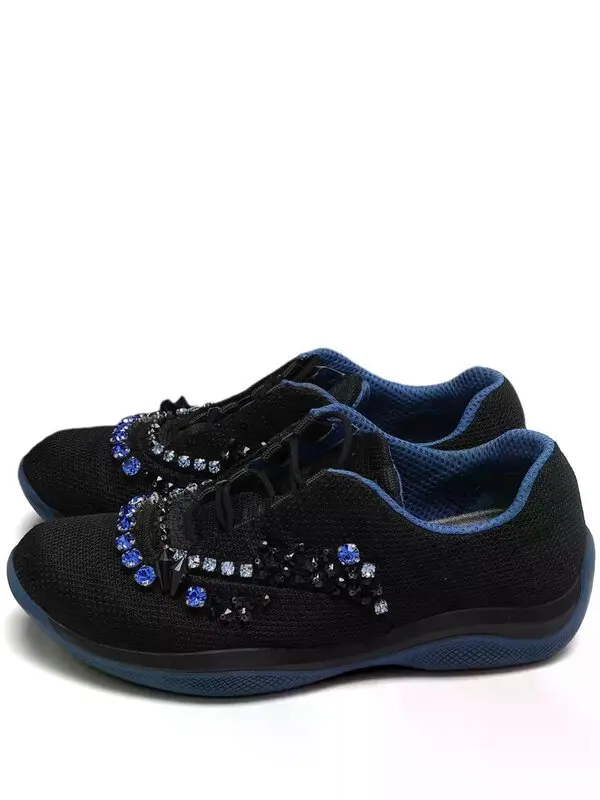 Prada Embellished Lace-up Sneakers