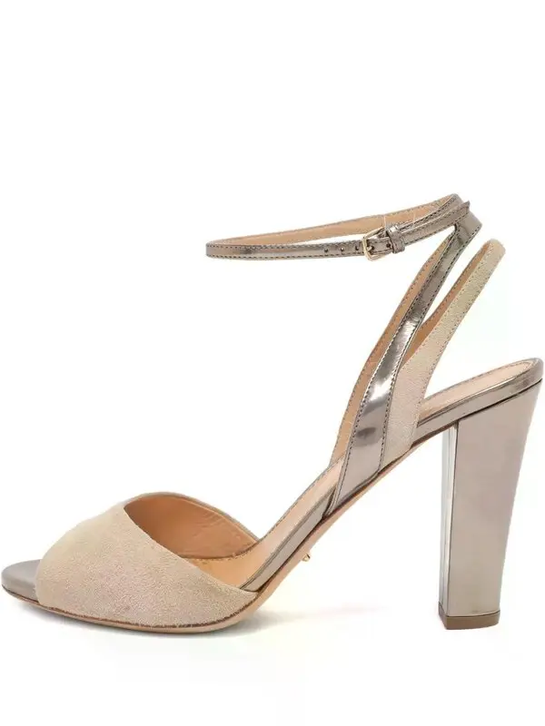 SERGIO ROSSI Block Heel Ankle Strap Sandals - Neutrals