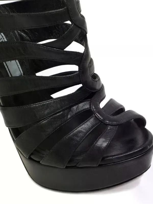 Prada Calf Leather Caged Platform Sandals