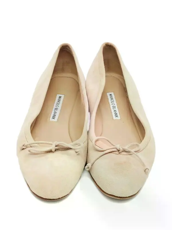 Manolo Blahnik Verrali Bow Ballet Flats - Neutrals