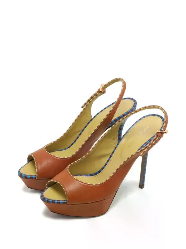 SERGIO ROSSI Platform Leather Slingback Pumps