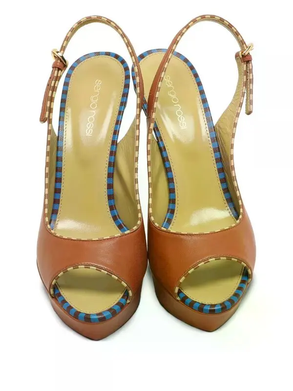 SERGIO ROSSI Platform Leather Slingback Pumps