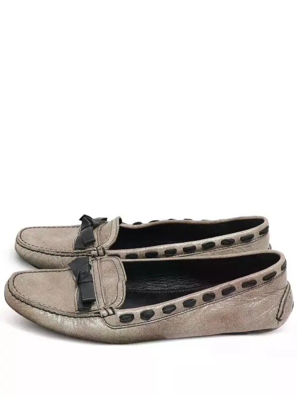 Prada Bow Detail Leather Loafers