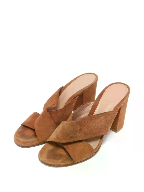 GIANVITO ROSSI Suede Crossover Block Heel Sandals