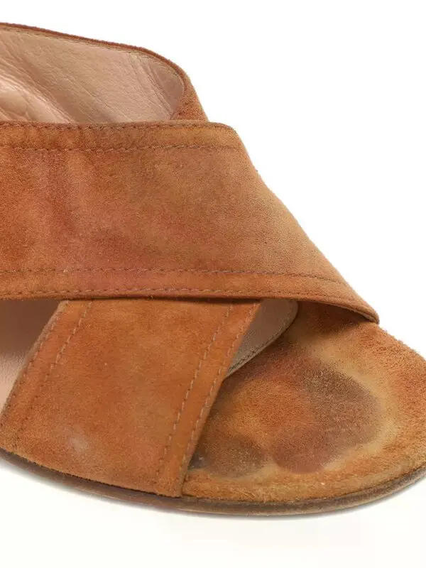 GIANVITO ROSSI Suede Crossover Block Heel Sandals