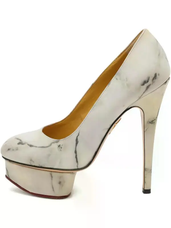 CHARLOTTE OLYMPIA Dolly Marble-print Pumps - White