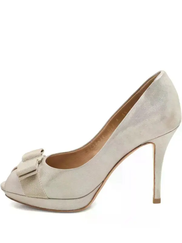 FERRAGAMO Bow Detail Nubuck Leather Pumps