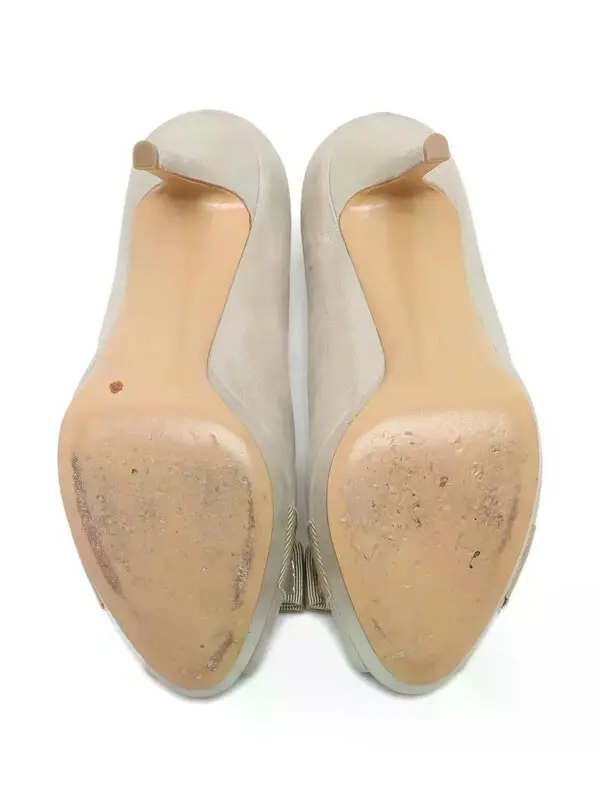 FERRAGAMO Bow Detail Nubuck Leather Pumps