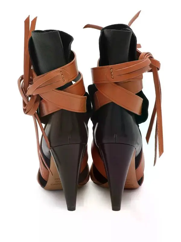 ISABEL MARANT VINTAGE Suede And Leather Strappy Cone Heel Boots