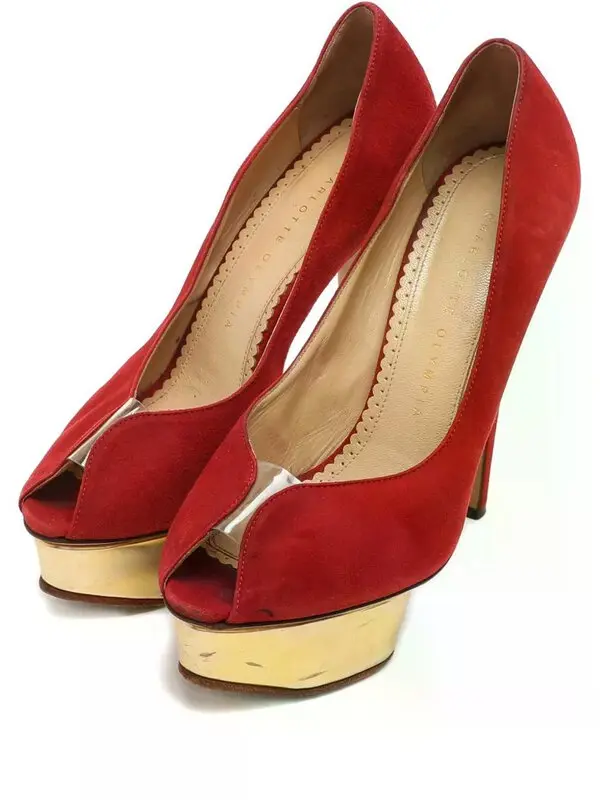 CHARLOTTE OLYMPIA Platform Suede Pumps - Red