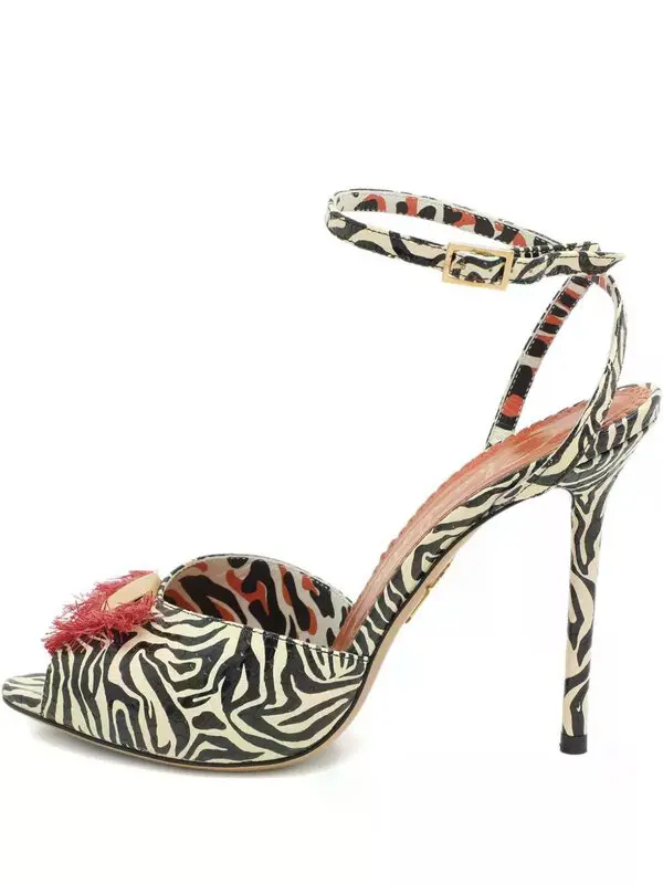 CHARLOTTE OLYMPIA Izzy Gone Wild Python-embossed Zebra-print Sandals - White