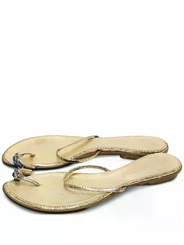 Roberto Cavalli Ring-detail Leather Sandals - Gold