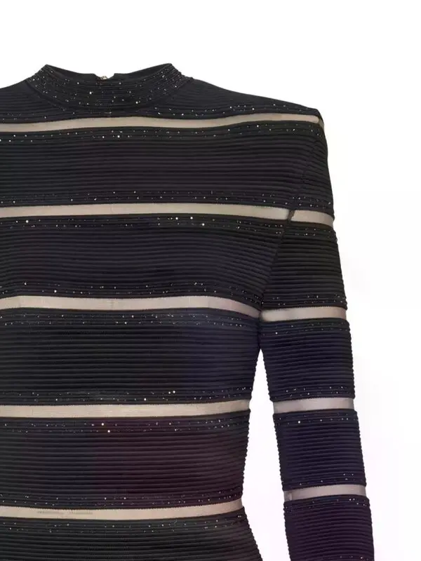 Balmain Glitter Striped Bodycon Dress - Black