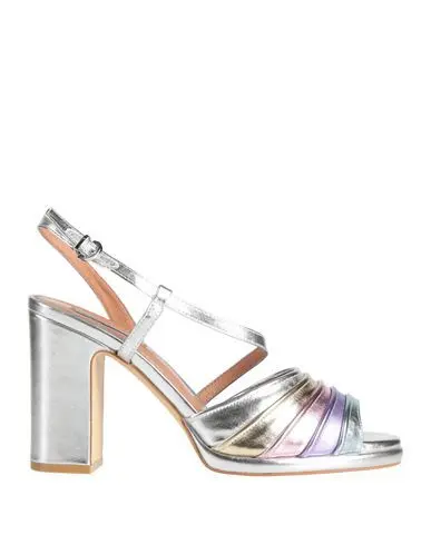 LUCIANO BARACHINI Metallic Leather Slingback Sandals - Silver