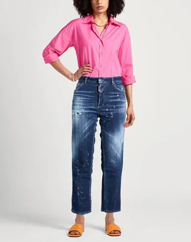 Dsquared2 Jeans In Cotton, Elastane, And Calfskin - Blue