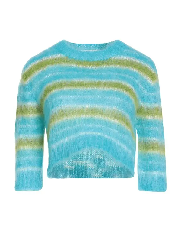 Marni Mohair Wool Blend Striped Crewneck Sweater