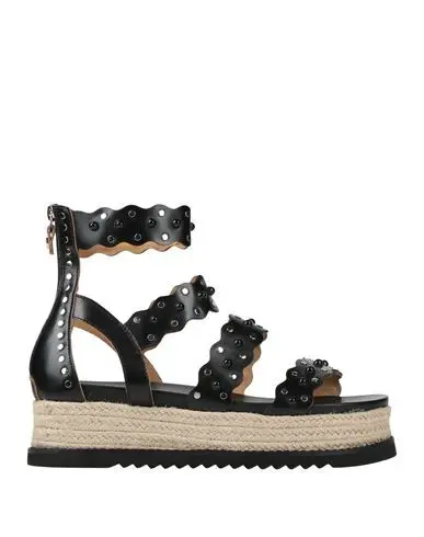 CULT Leather Gladiator Flatform Sandals - Black