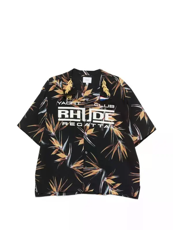 Rhude Regatta Club Floral-graphic Shirt - Black