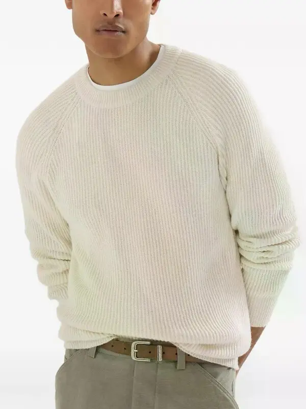 Brunello Cucinelli Malfile Cotton English Rib Sweater - Neutrals