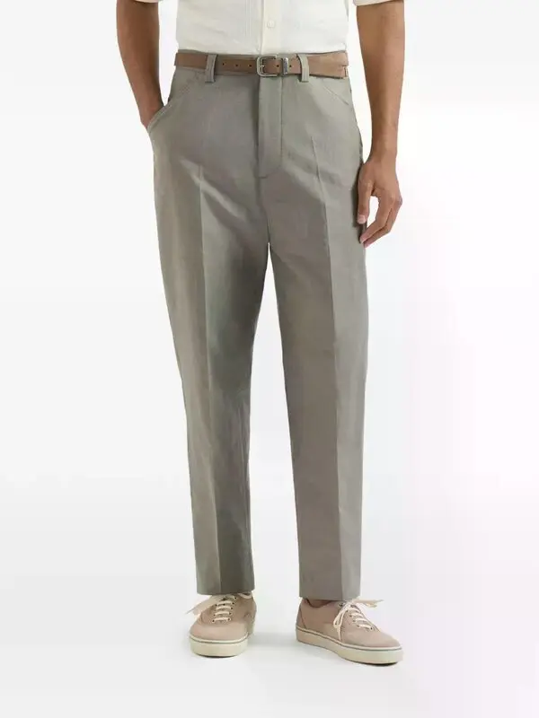 Brunello Cucinelli Cotton And Linen Panama Trousers - Grey