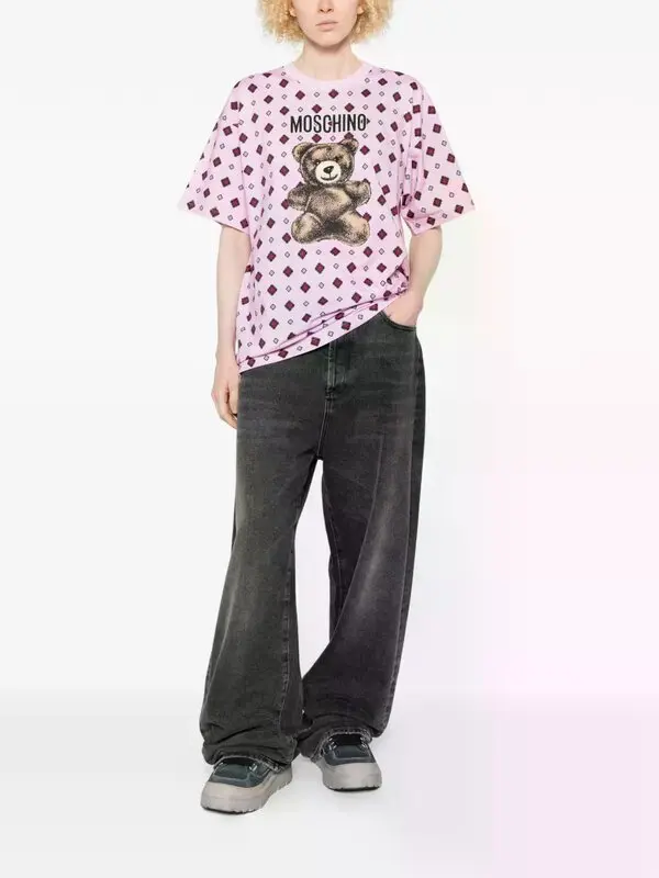 Moschino Teddy Bear Organic Cotton Jersey T-shirt - Pink