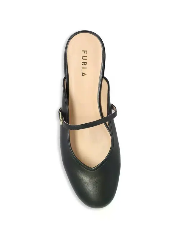 Furla Etoile Strap-detail Leather Mules - Black