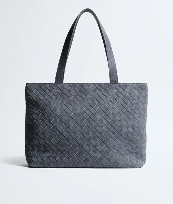 Bottega Veneta Small Intrecciato Zipped Tote - Cloudy Indigo/gravel