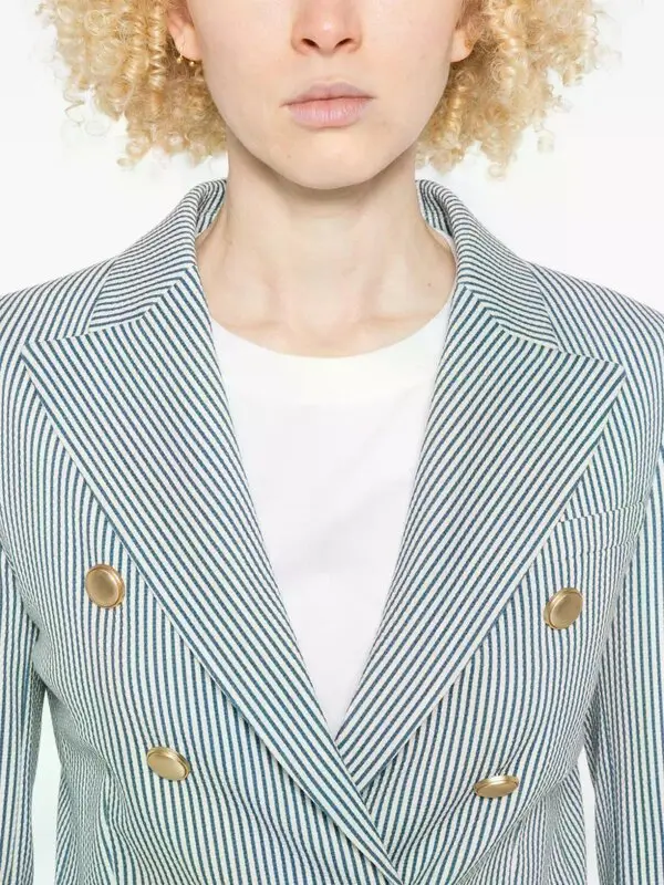 CIRCOLO 1901 Striped Double-breasted Blazer - White