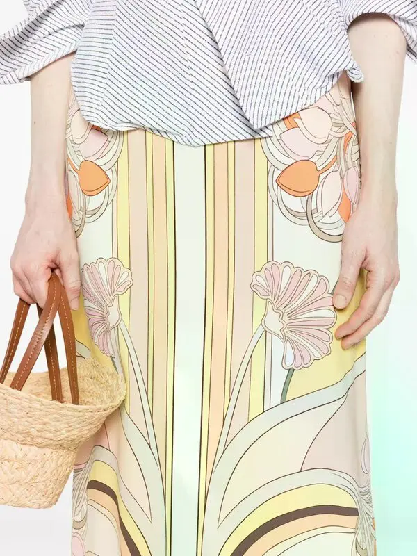 La DoubleJ Floral-print Midi Skirt - Neutrals