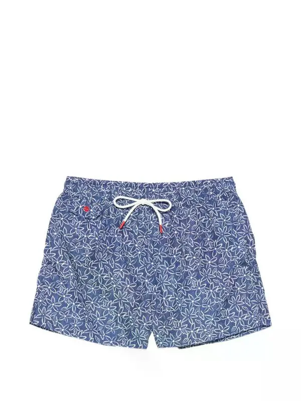 Kiton Floral-print Swim Shorts - Blue
