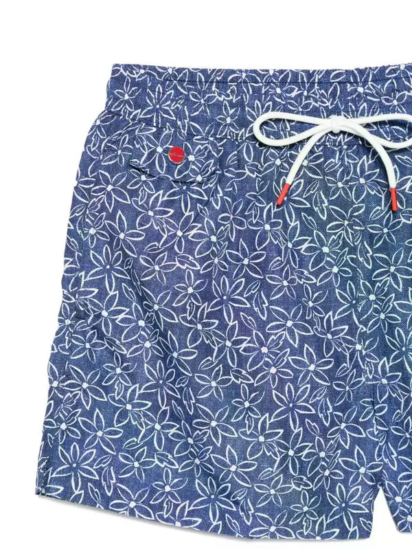 Kiton Floral-print Swim Shorts - Blue