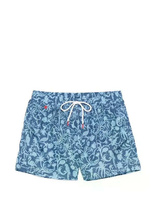 Kiton Floral-print Swim Shorts - Blue