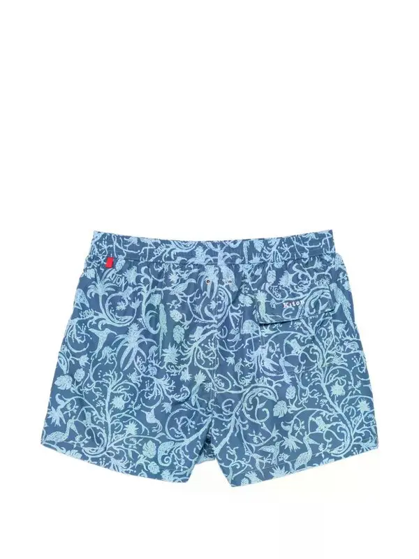 Kiton Floral-print Swim Shorts - Blue