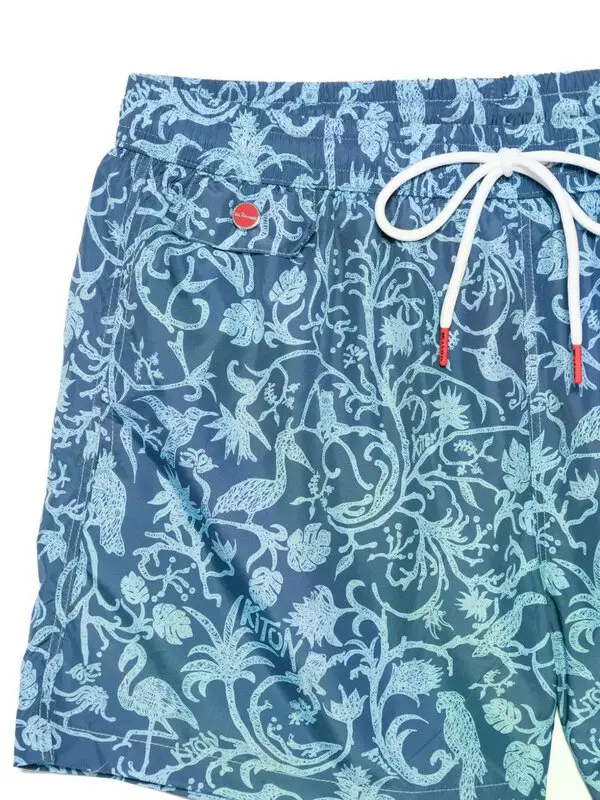 Kiton Floral-print Swim Shorts - Blue