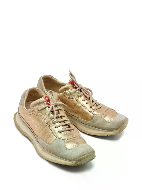 Prada Suede And Leather Paneled Sneakers