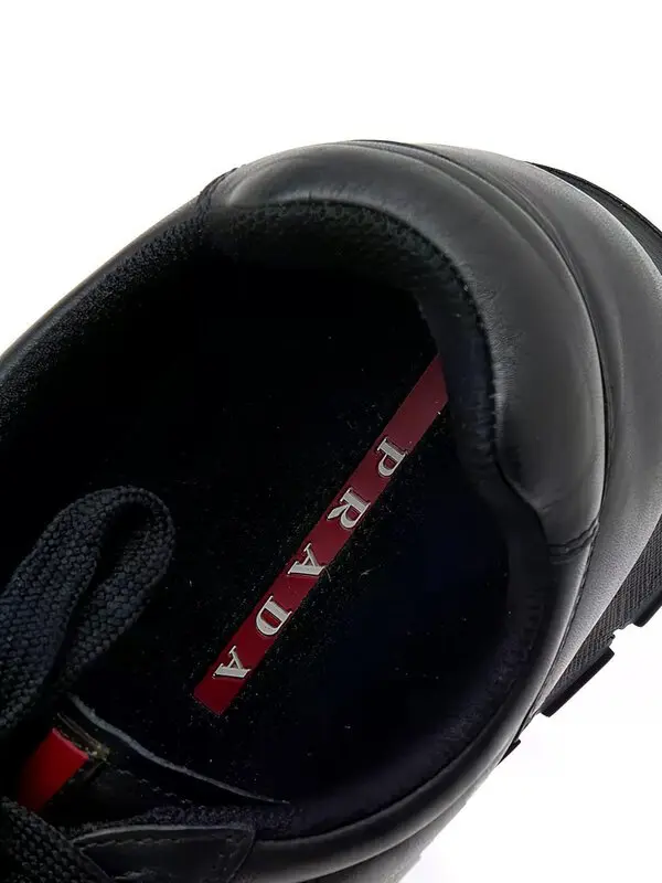 Prada Leather Logo Detail Lace-up Sneakers