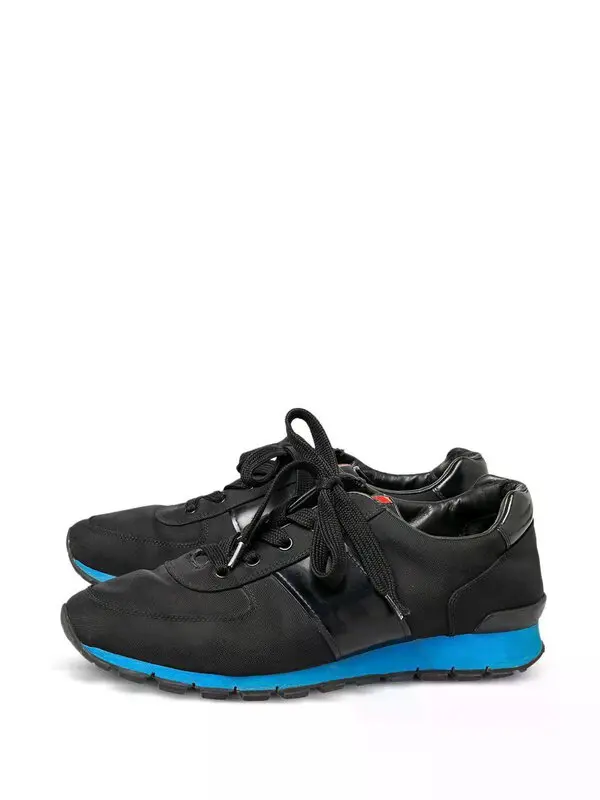 Prada Lace-up Canvas And Leather Trim Sport Sneakers