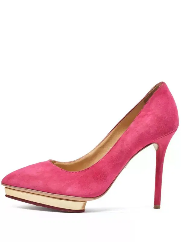 CHARLOTTE OLYMPIA 105mm Suede Heeled Pumps - Pink