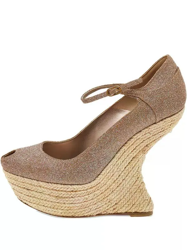 Alexander McQueen Glittered Wedge Espadrilles