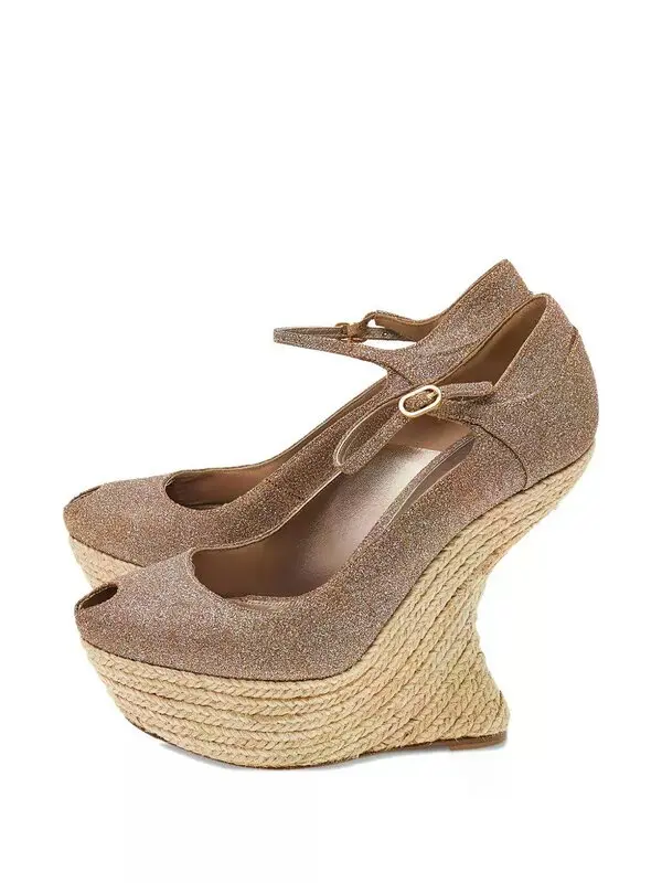 Alexander McQueen Glittered Wedge Espadrilles
