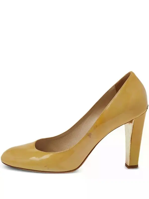Dior Patent Leather Round Toe High Block Heel Pumps