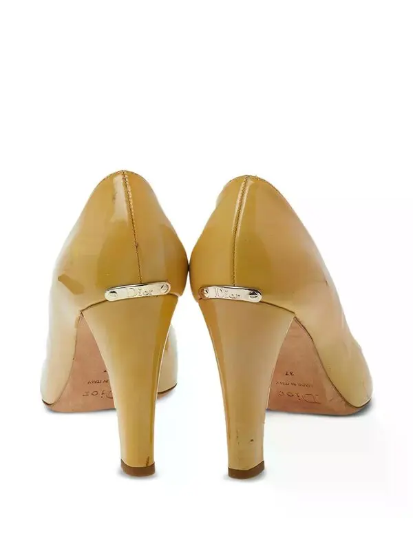 Dior Patent Leather Round Toe High Block Heel Pumps
