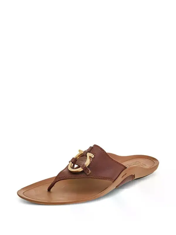 FERRAGAMO Gancini Plaque Leather Sandals