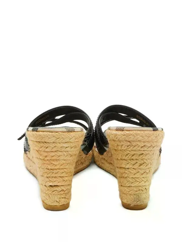 Burberry Patent Leather Espadrille Wedge Sandals