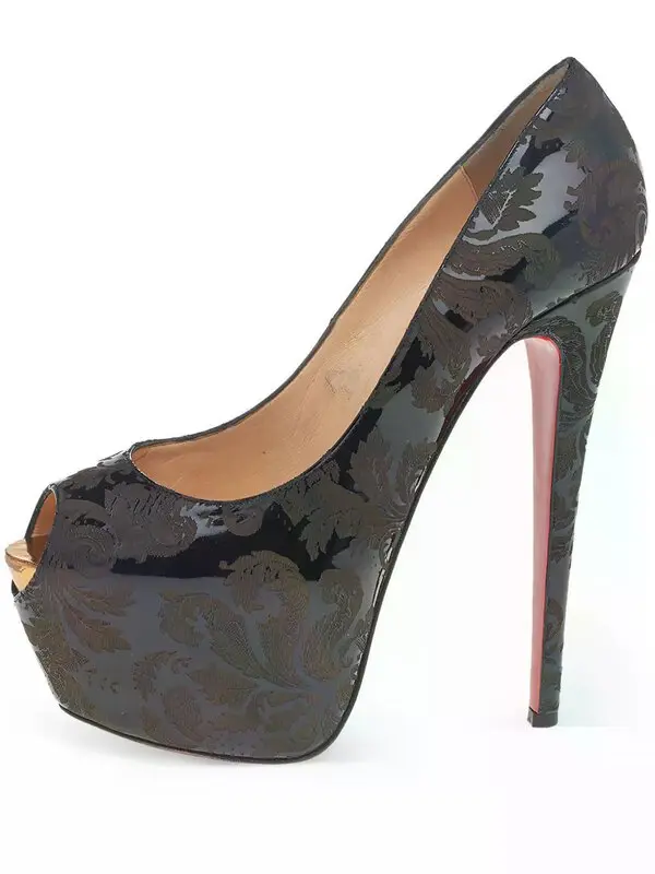 CHRISTIAN LOUBOUTIN Patent Finish Floral Print Stiletto Pumps