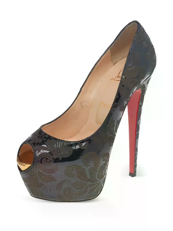 CHRISTIAN LOUBOUTIN Patent Finish Floral Print Stiletto Pumps