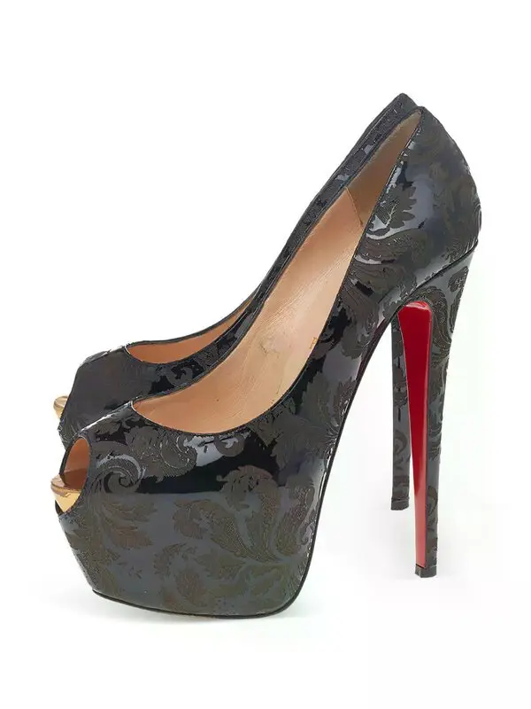 CHRISTIAN LOUBOUTIN Patent Finish Floral Print Stiletto Pumps