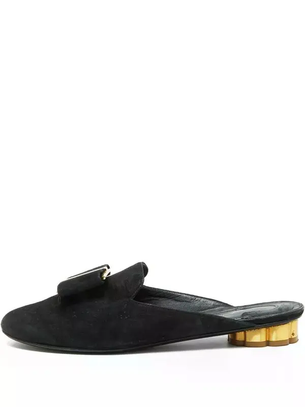 FERRAGAMO Vara Suede Mules With Gold Tone Hardware