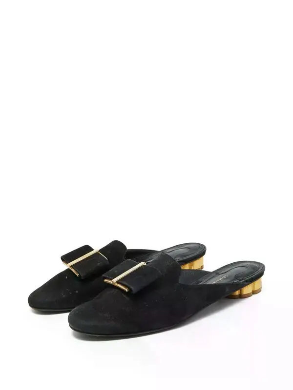 FERRAGAMO Vara Suede Mules With Gold Tone Hardware