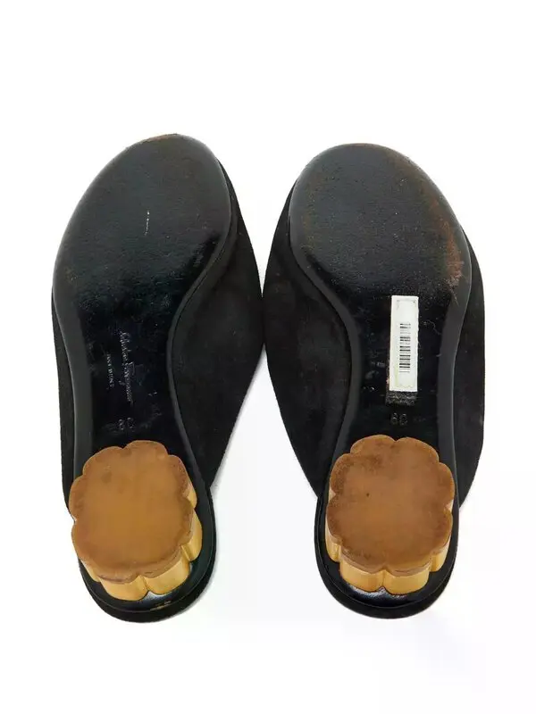 FERRAGAMO Vara Suede Mules With Gold Tone Hardware